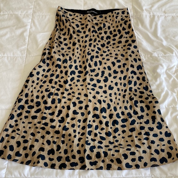 Realisation Par | Skirts | Realisation Animal Print Silk Midi Skirt ...
